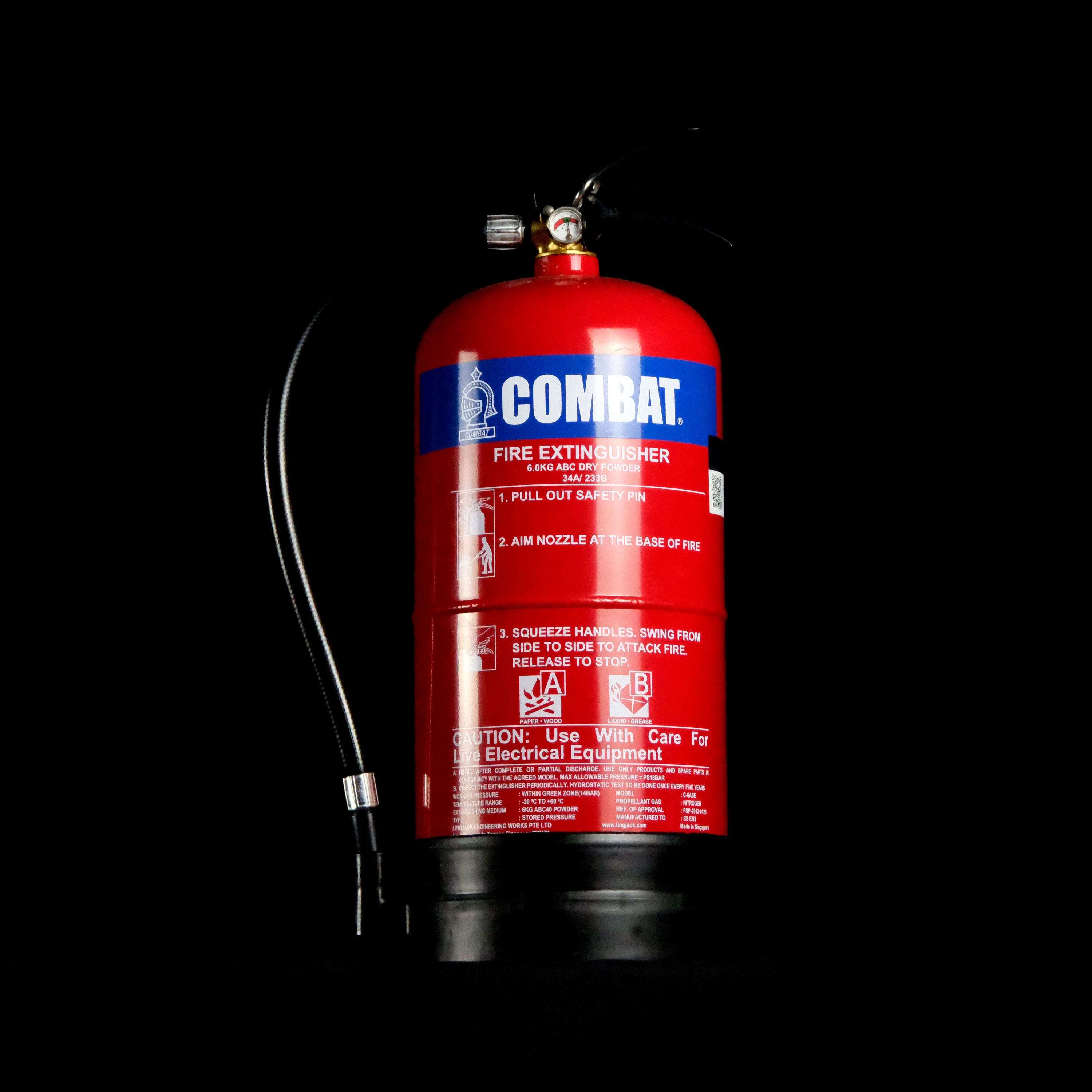 ABC Stored Pressure Fire Extinguisher (6kg) – COMBAT Brand Fire ...